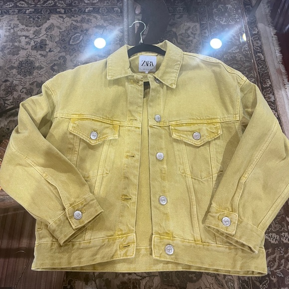 Zara | Jackets & Coats | Zara Yellowlime Green Denim Jacket | Poshmark